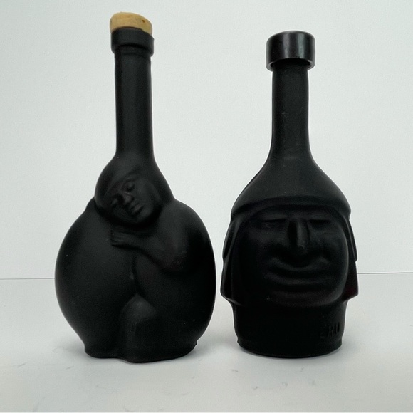 Pisco | Dining | 2 Vintage Black Figural Face Inca Pisco Mini Bottles ...